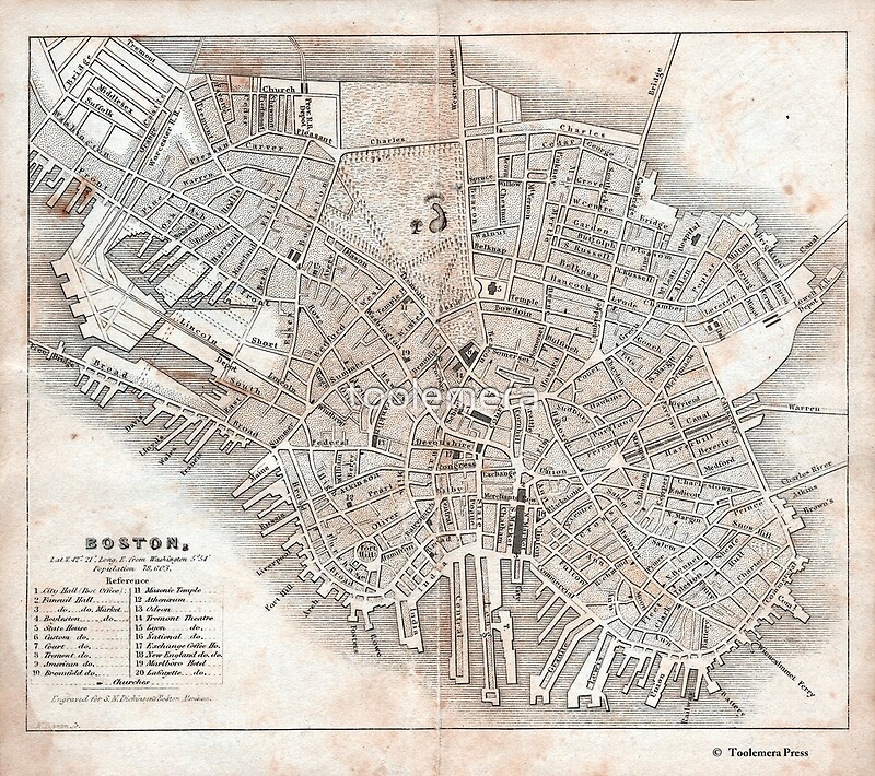 "1837 Boston Street Map" by toolemera | Redbubble