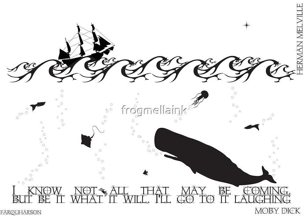 "Moby Dick Black and White Illustrated Quote" by Emily Hall | Redbubble