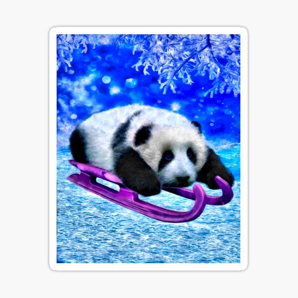 "Panda. Winter Olympics in China. Panda on a sled. Art" Sticker for ...