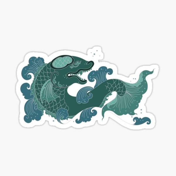 "Line Thai art Bull Fish in Himmapan pound" Sticker for Sale by ...