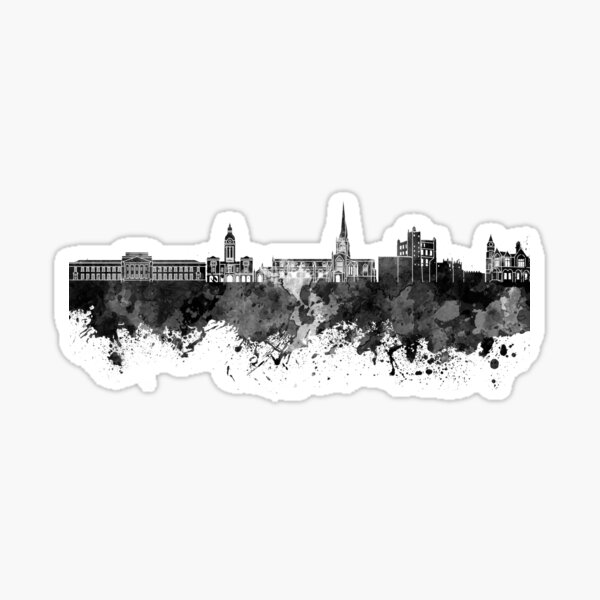 "Chesterfield skyline in black watercolor" Sticker by paulrommer ...