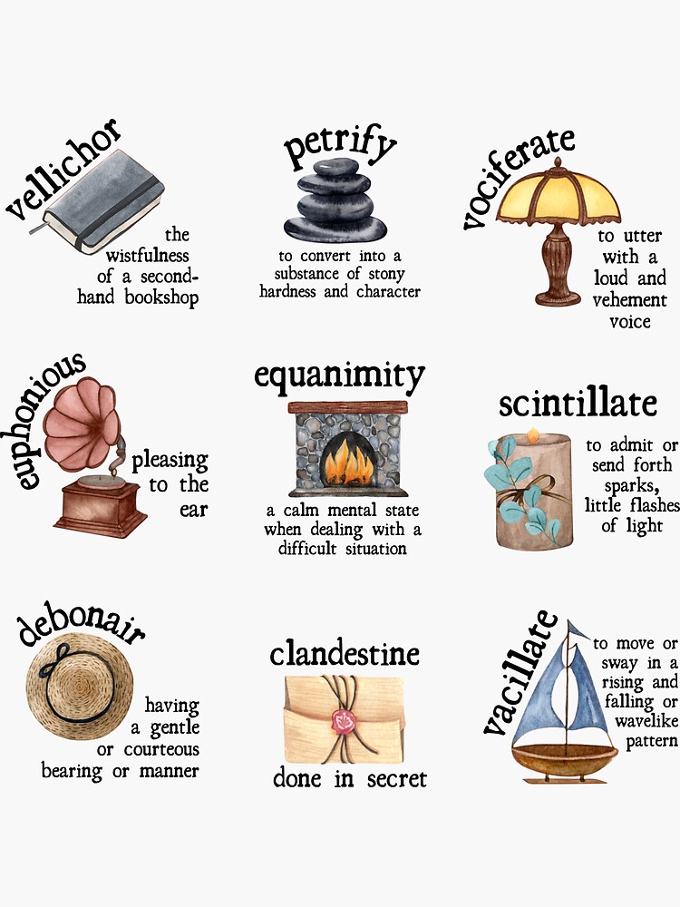 "9 Unique Words Collage " Sticker for Sale by CestLaVie19 | Redbubble