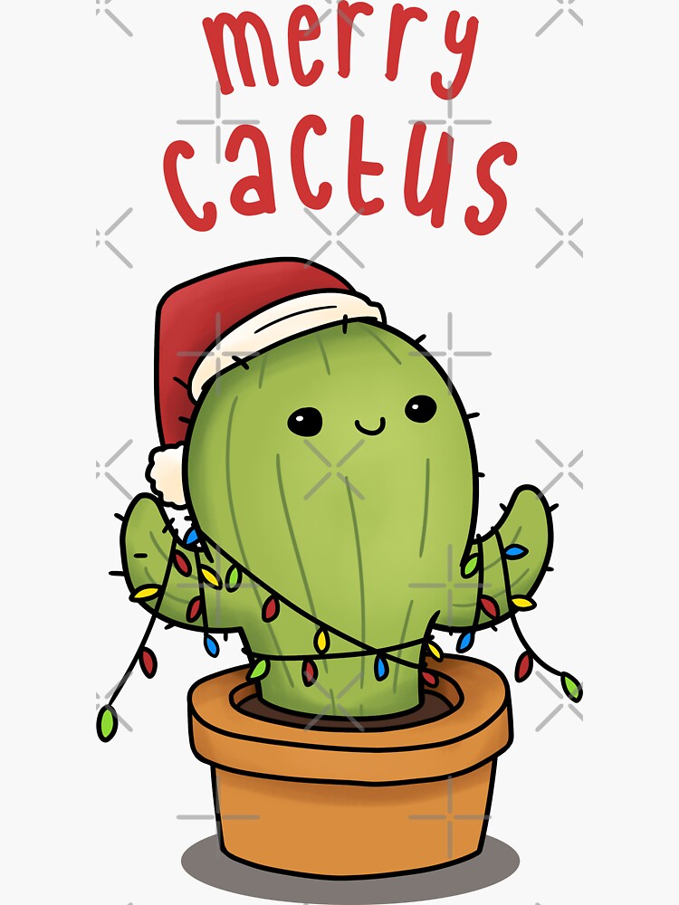"Merry Cactus Christmas Cactus in Santa Hat" Sticker for Sale by Lakisha0326 | Redbubble