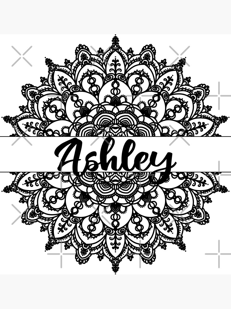 "First name Ashley mandala in black" Metal Print for Sale by ...