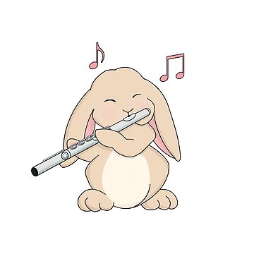 "Cute Rabbit Playing Flute" Sticker for Sale by Jazznote | Redbubble