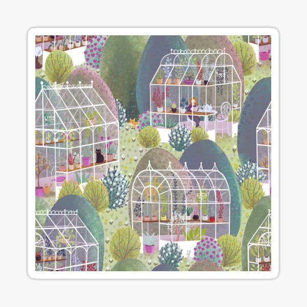 "greenhouses " Sticker for Sale by gaiamarfurt | Redbubble
