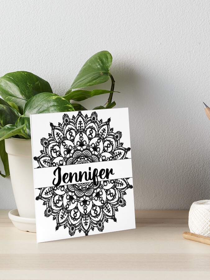 "First name Jennifer mandala in black" Art Board Print for Sale by ...