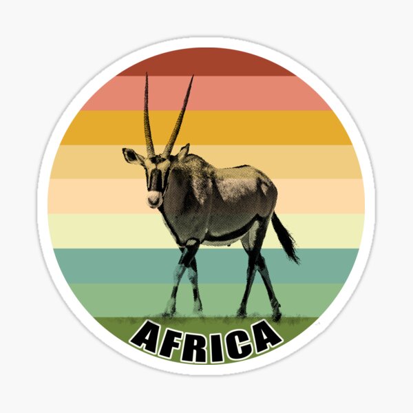 "Oryx Antelope Full Figure on Vintage Retro Africa Sunset" Sticker for ...