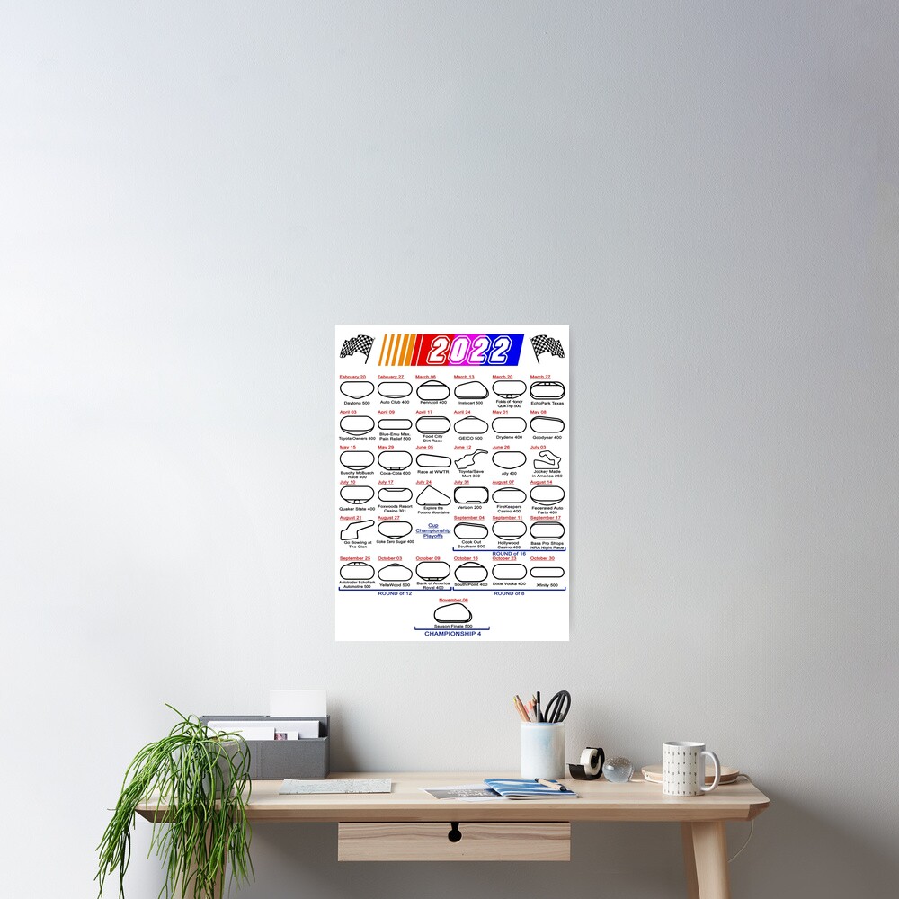 "Schedule Nascar Cup Series 2022 white" Poster for Sale by ideasfinder ...