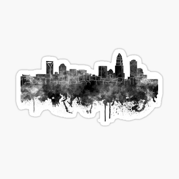 "Charlotte skyline in black watercolor" Sticker by paulrommer | Redbubble