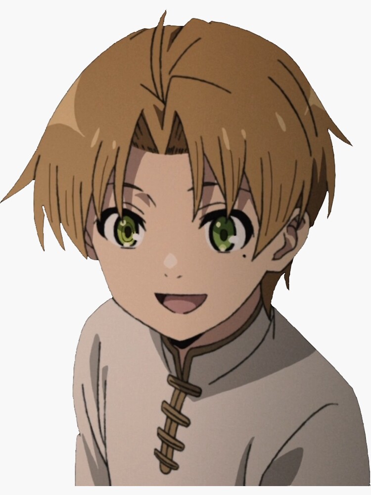 "rudeus happy" Sticker for Sale by snailhunter66 | Redbubble