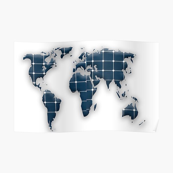"Map of the world with photovoltaic solar panels." Poster for Sale by ...