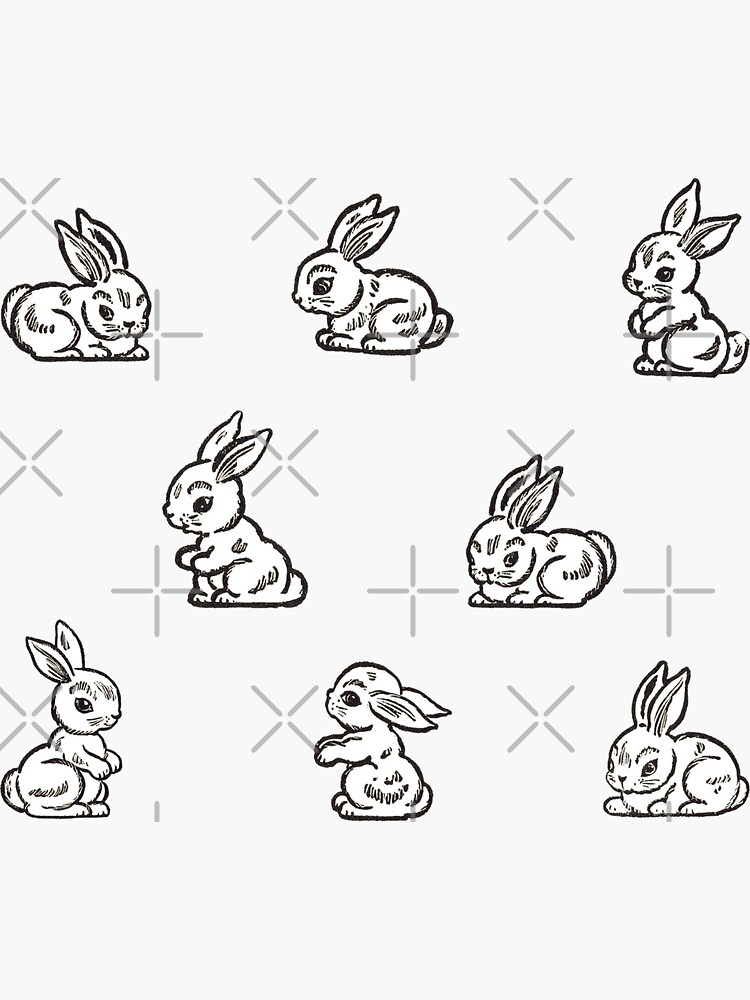 "White Rabbit, Baby Bunnies Sticker Pack" Sticker for Sale by elevens ...