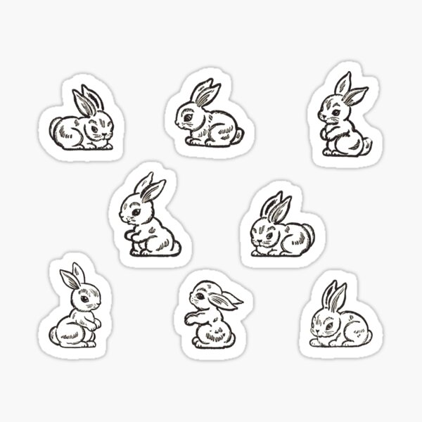 "White Rabbit, Baby Bunnies Sticker Pack" Sticker for Sale by elevens ...