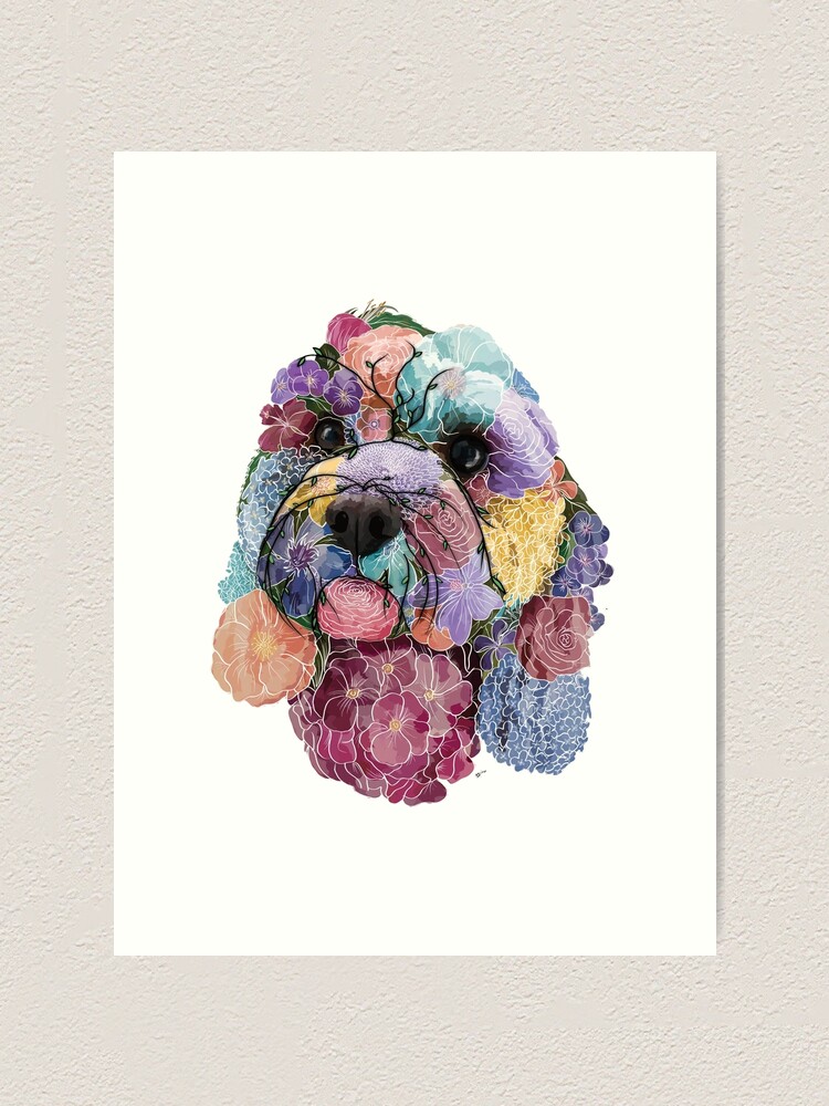 "Cavapoo, Cavapoo Lover Gift, Cavapoo Floral, Flower Cavapoo, Floral Cavapoo, Cavapoo Art ...