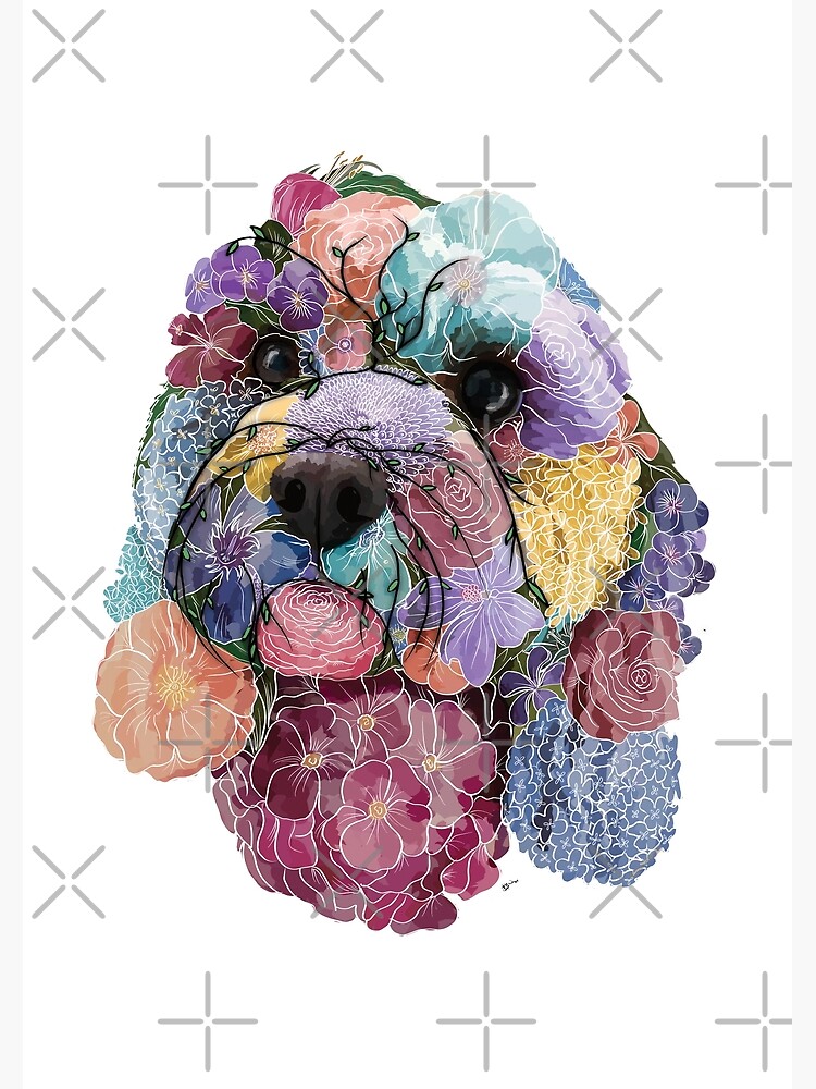 "Cavapoo, Cavapoo Lover Gift, Cavapoo Floral, Flower Cavapoo, Floral Cavapoo, Cavapoo Art ...