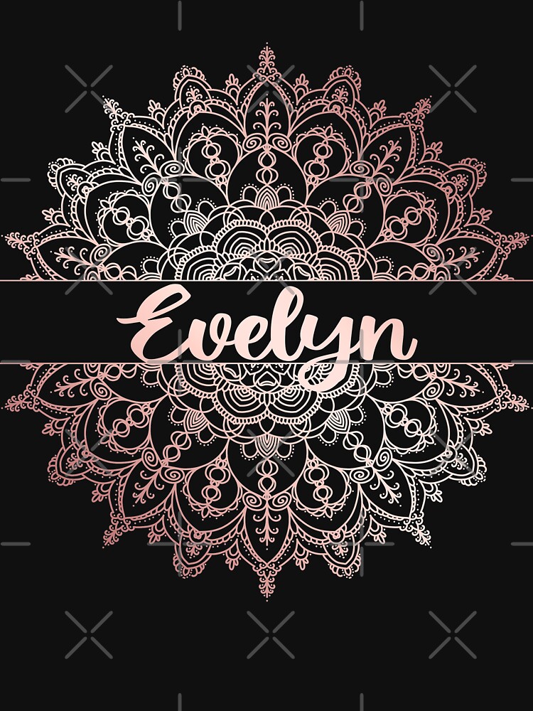 "First name Evelyn mandala in rose gold" T-shirt for Sale by ...