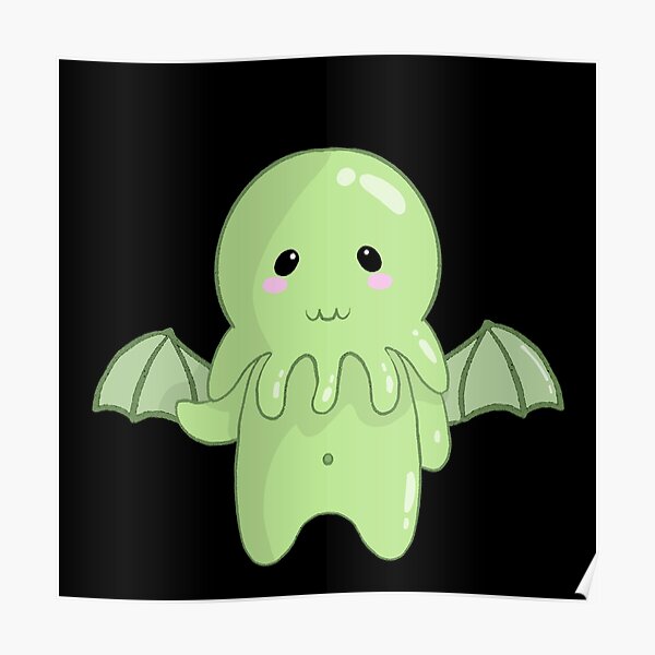 "Cute Kawaii Cthulhu - Lovecraft Fantasy Monster" Poster for Sale by ...