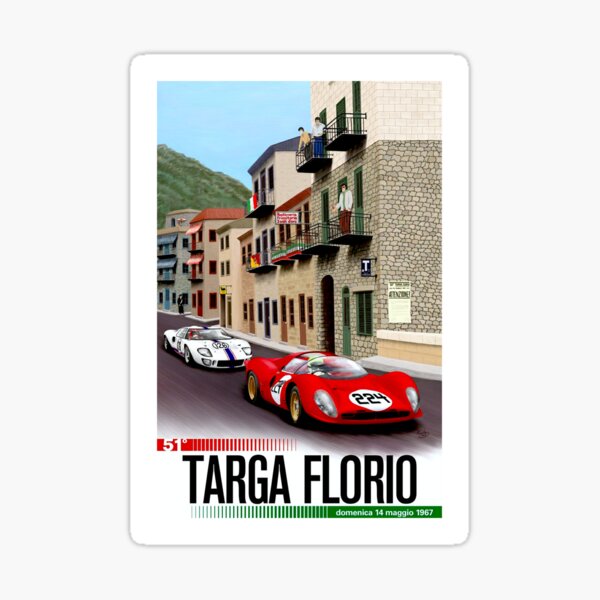"TARGA FLORIO; Vintage Grand Prix Auto Print" Sticker for Sale by ...