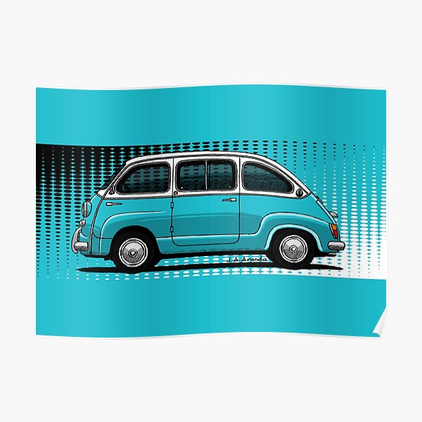 "My drawing of the classic Italian minivan car" Poster for Sale by ...