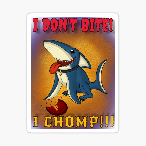 "Chomper the Shark Dog" Sticker by Art-Droid | Redbubble