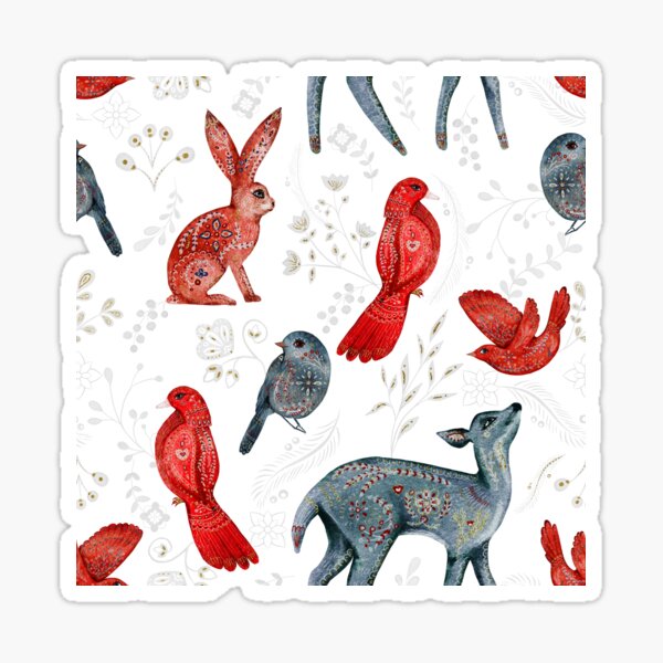 "Winter animals vintage cottagecore aesthetic Christmas pattern ...