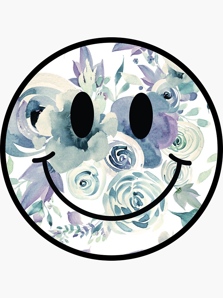 "Flower Smiley Face" Sticker by LuisantStudios | Redbubble