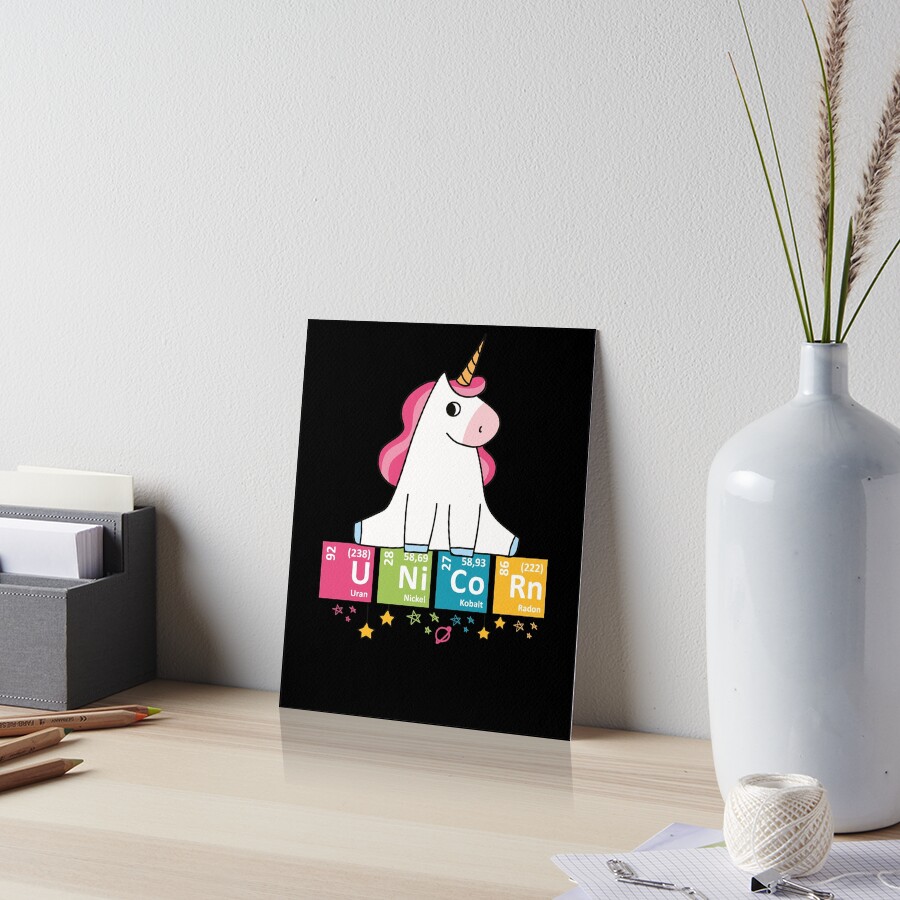 "Unicorn Periodic Table Of Element, Cute Kawaii Unicorn" Art Board ...