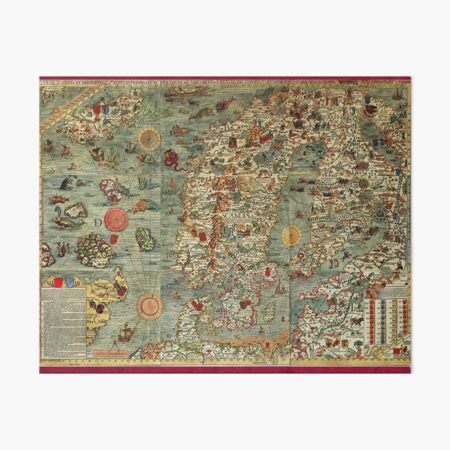 "CARTA MARINA 1539 ANTIQUE MAP OF SEA CREATURES IN WATERS OF NORWAY AND ...