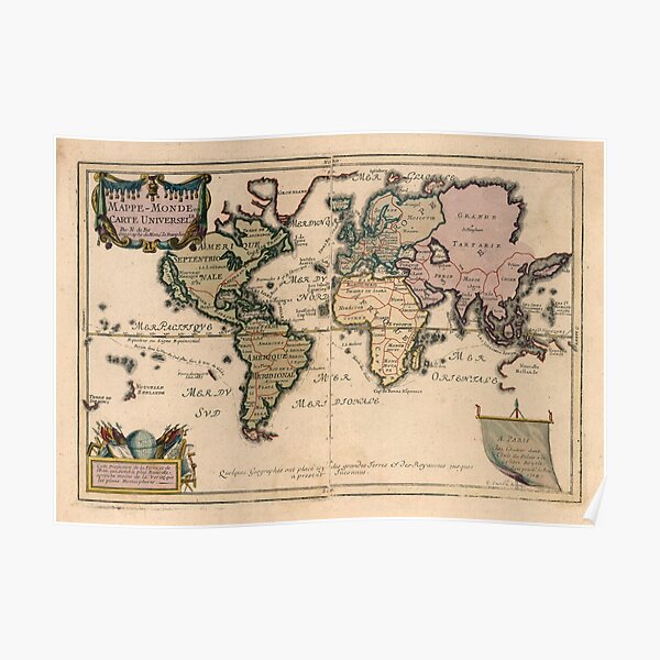 "Map of the World (Mappe-Monde) in 1714" Poster for Sale by ganje ...