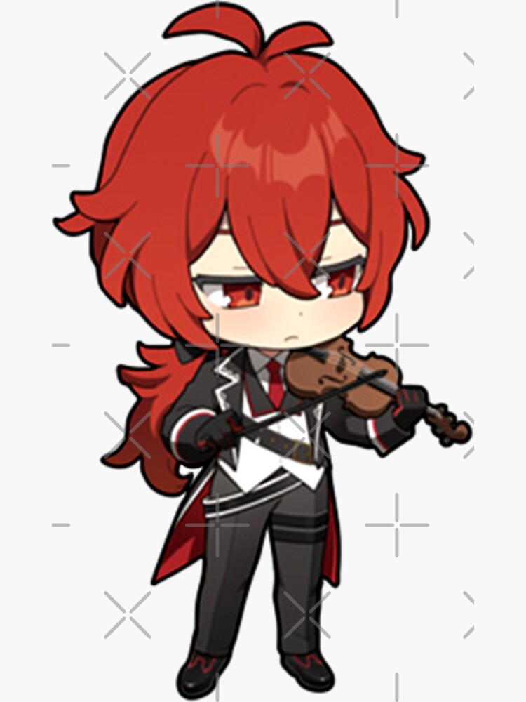 Pegatina «Chibi Diluc - Impacto de Genshin» de persephonexx | Redbubble
