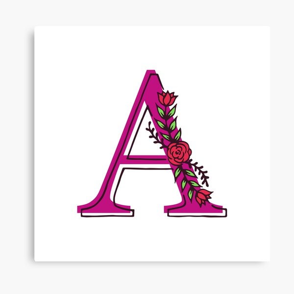"Letter A With Roses and Leaves. Floral Letter A" Canvas Print for Sale ...