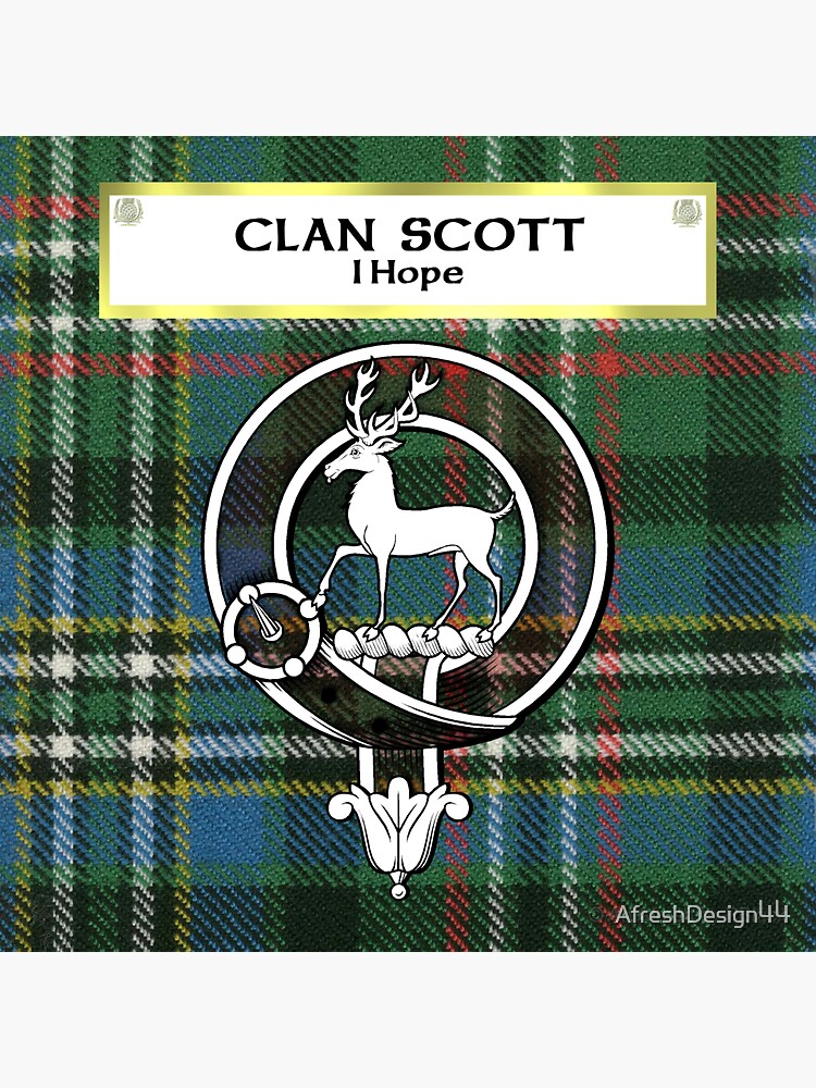 "Clan Scott Tartan Badge and Motto" Sticker for Sale by AfreshDesign44 ...