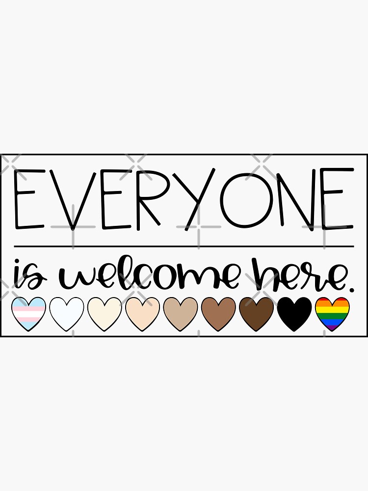 "Everyone is welcome here flag gift" Sticker by YaliliArt | Redbubble