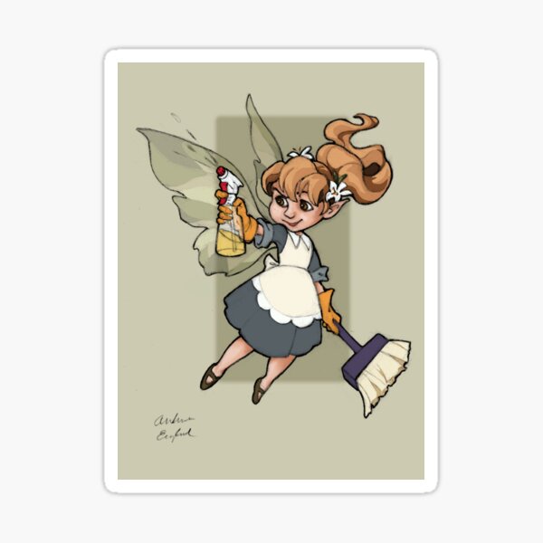 "Cleaning Fairy" Sticker for Sale by GloriaDeiArt | Redbubble