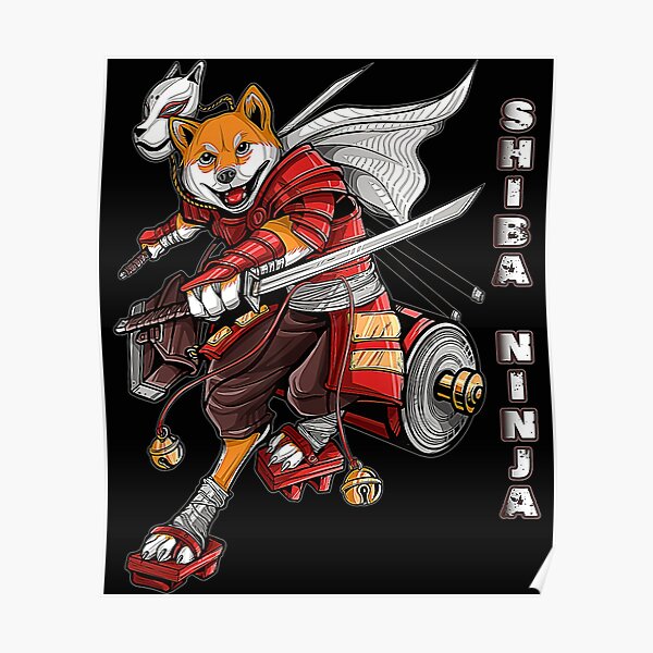 "Japanese Shiba Inu Ninja Samurai Katana Sword " Poster for Sale by ...