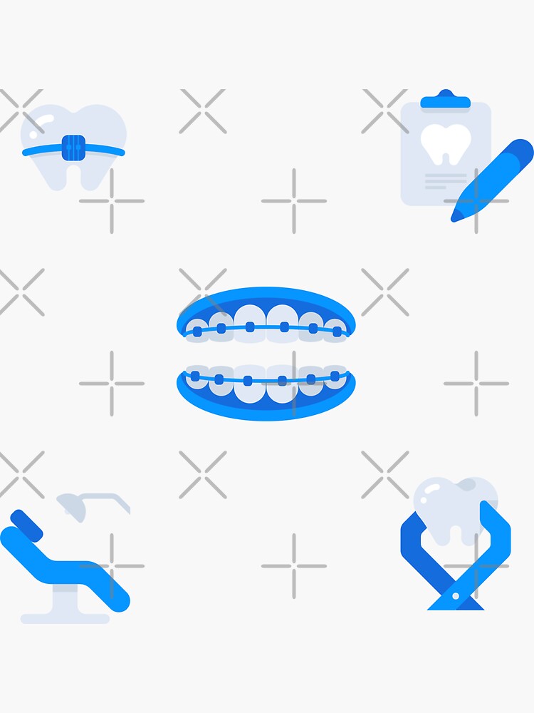 "Dental - Braces Sticker pack - Cute Teeth - Blue" Sticker for Sale by ...