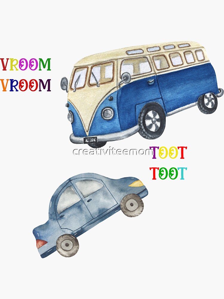 "vehicle vroom vroom" Sticker by creativiteemom | Redbubble