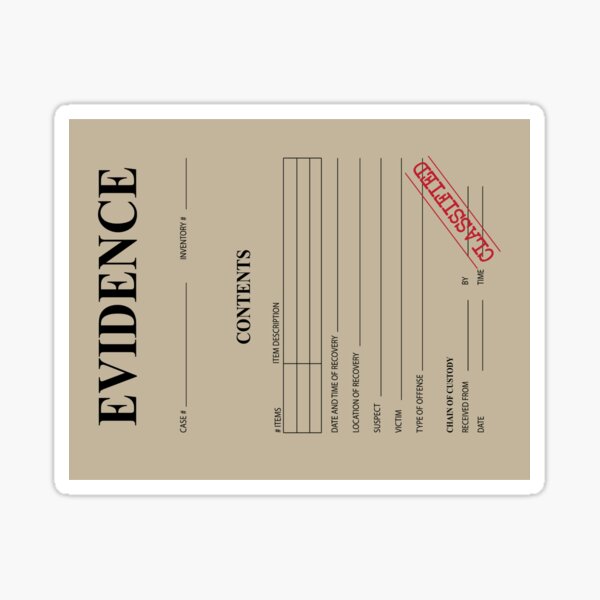 "Evidence Police True Crime Envelope" Sticker for Sale by leeseylee ...
