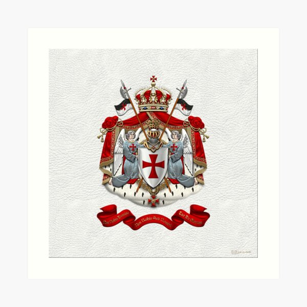 "Knights Templar - Coat of Arms over White Leather" Art Print for Sale ...