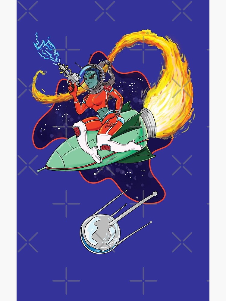 "Rocket Rider Alien Girl Pinup" Poster for Sale by RetroGrappler ...