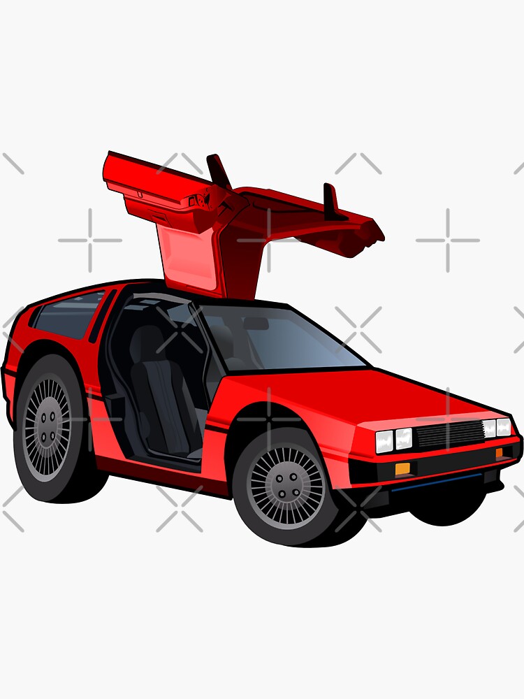 "DMC Delorean (Red)" Sticker by designeering | Redbubble