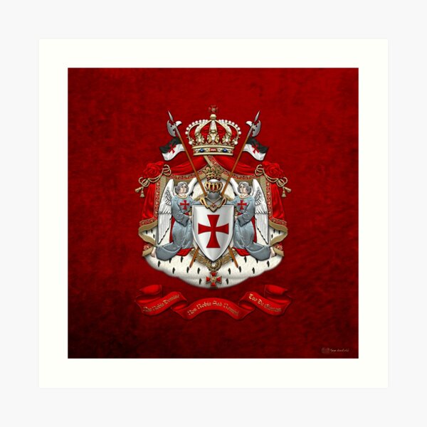 "Knights Templar - Coat of Arms over Red Velvet" Art Print for Sale by ...