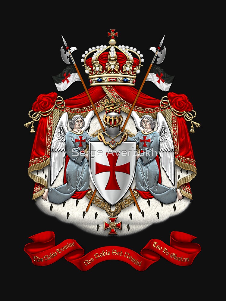 "Knights Templar - Coat of Arms over Black Velvet" T-shirt for Sale by ...