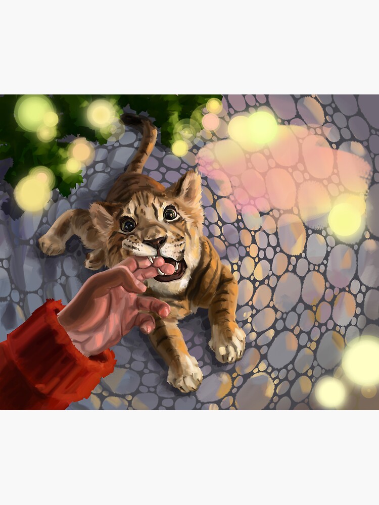 "Tiger bite" Sticker for Sale by bluefox15 | Redbubble