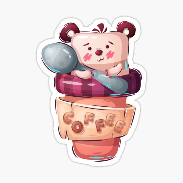 "Cute Coffee Bear Pattern" Sticker by ialdesign | Redbubble