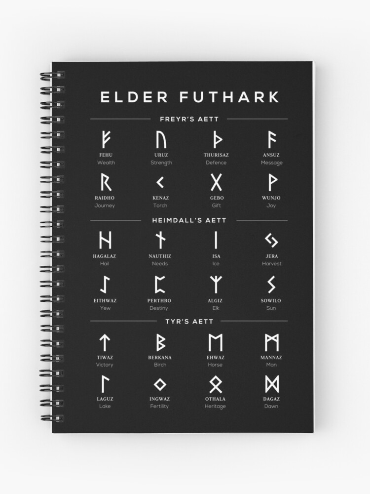 "Elder Futhark Runes Alphabet Chart - Black" Journal for Sale by ...