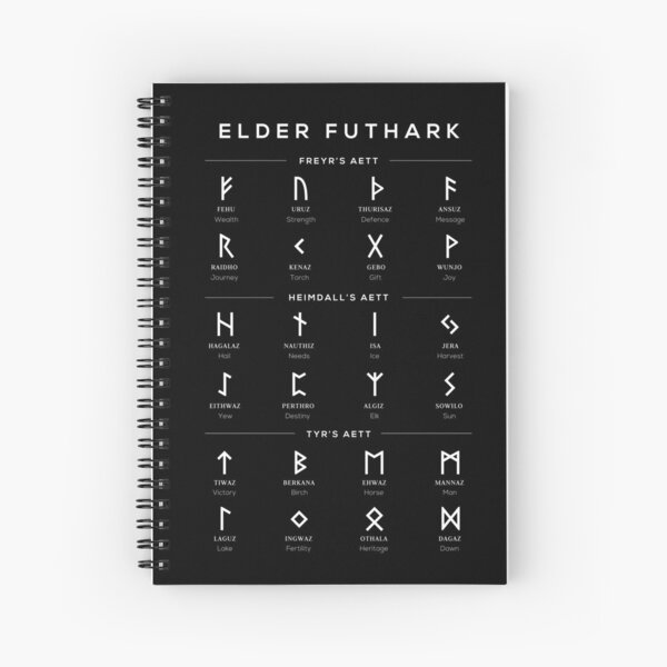 "Elder Futhark Runes Alphabet Chart - Black" Journal for Sale by ...