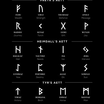 "Elder Futhark Runes Alphabet Chart - Black" Journal for Sale by ...