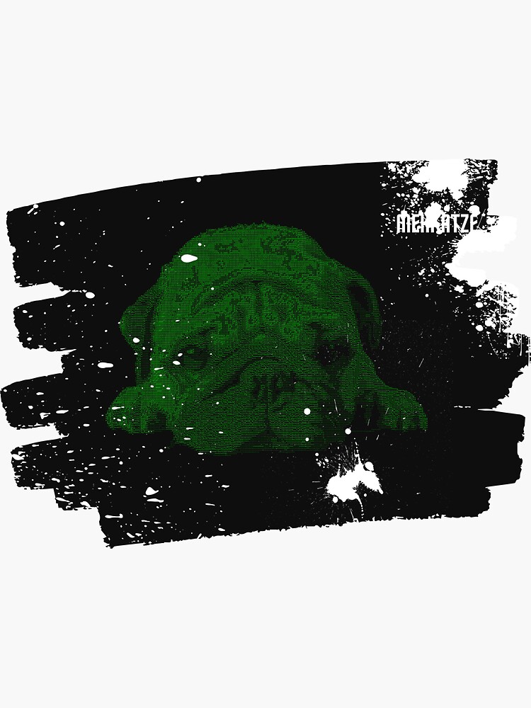 "ASCII Matrix Pug | Stains, dots & spray" Sticker by mehkatze | Redbubble